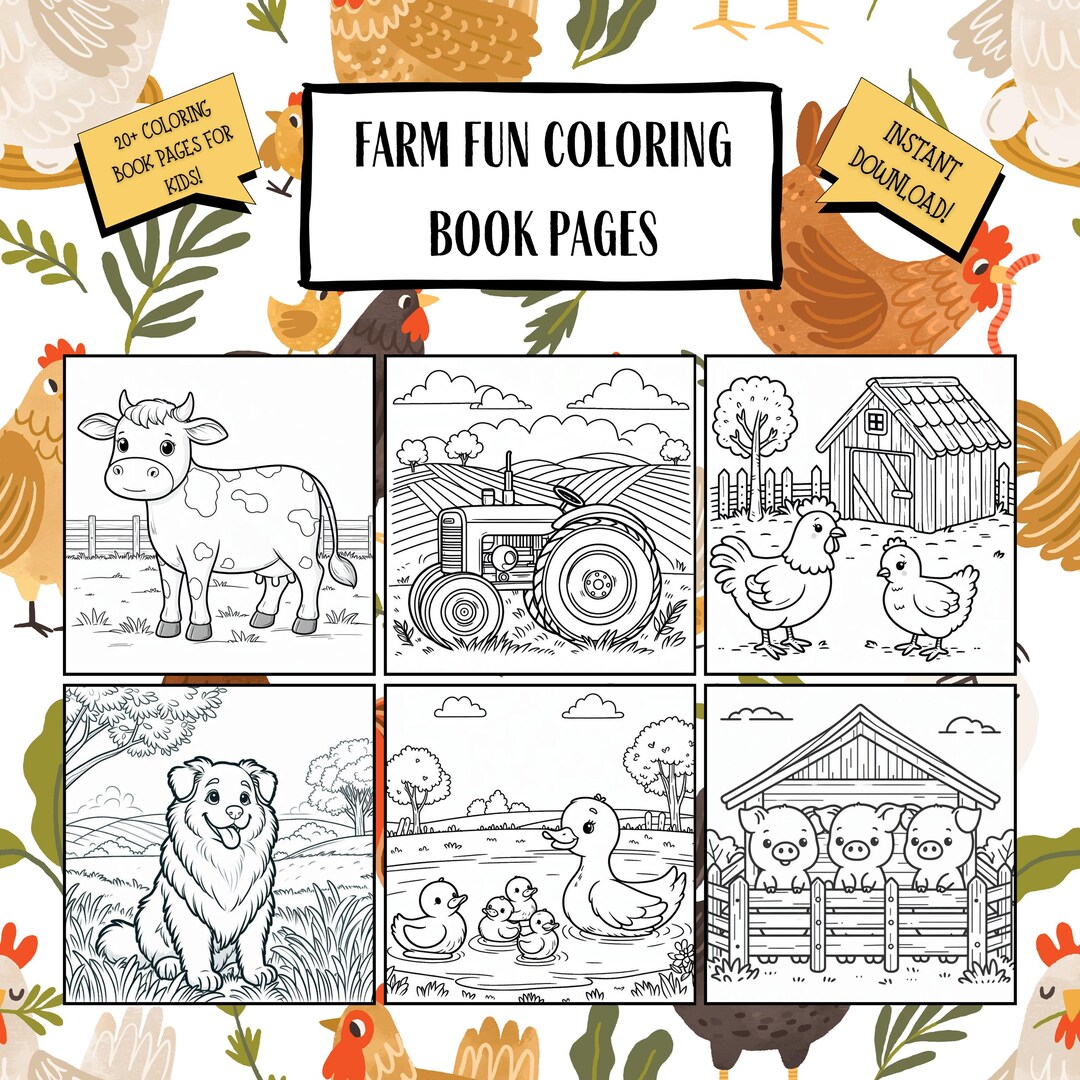20+ Farm Animal Coloring Book Pages for Kids | Farm Animals | Printable ...