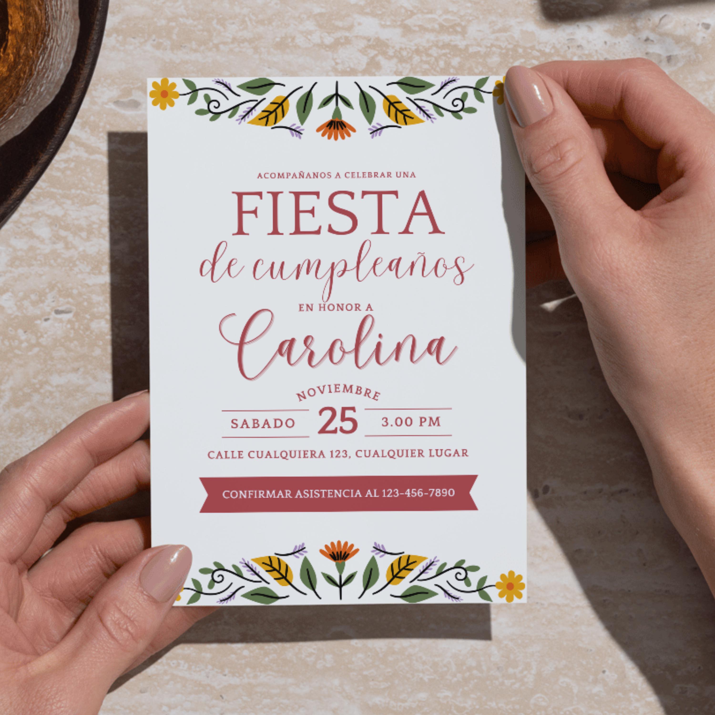Invitación De Cumpleaños En Español, Editable Floral Birthday ...