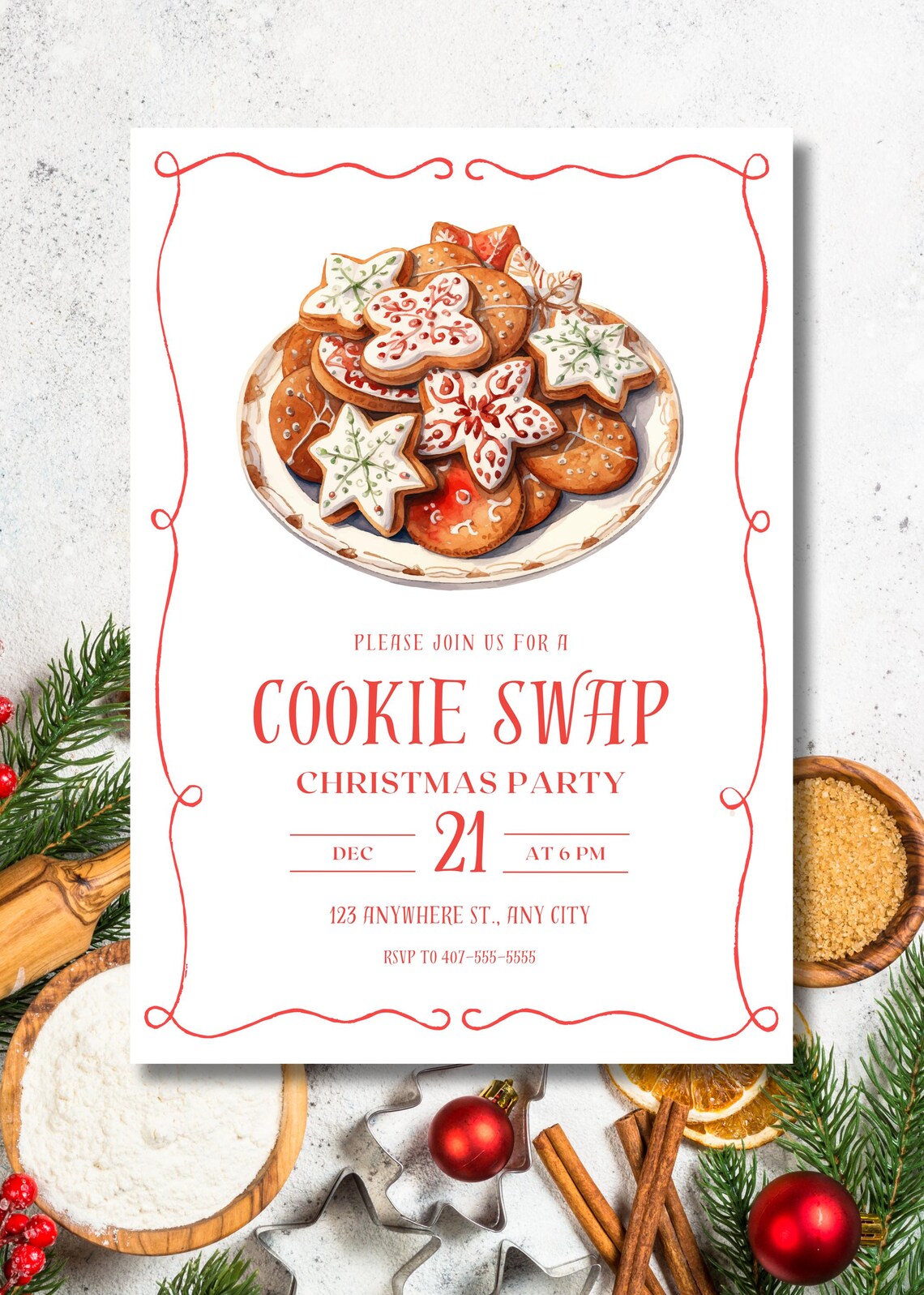 Christmas Cookie Party Invitation, Christmas Cookie Exchange, Christmas ...