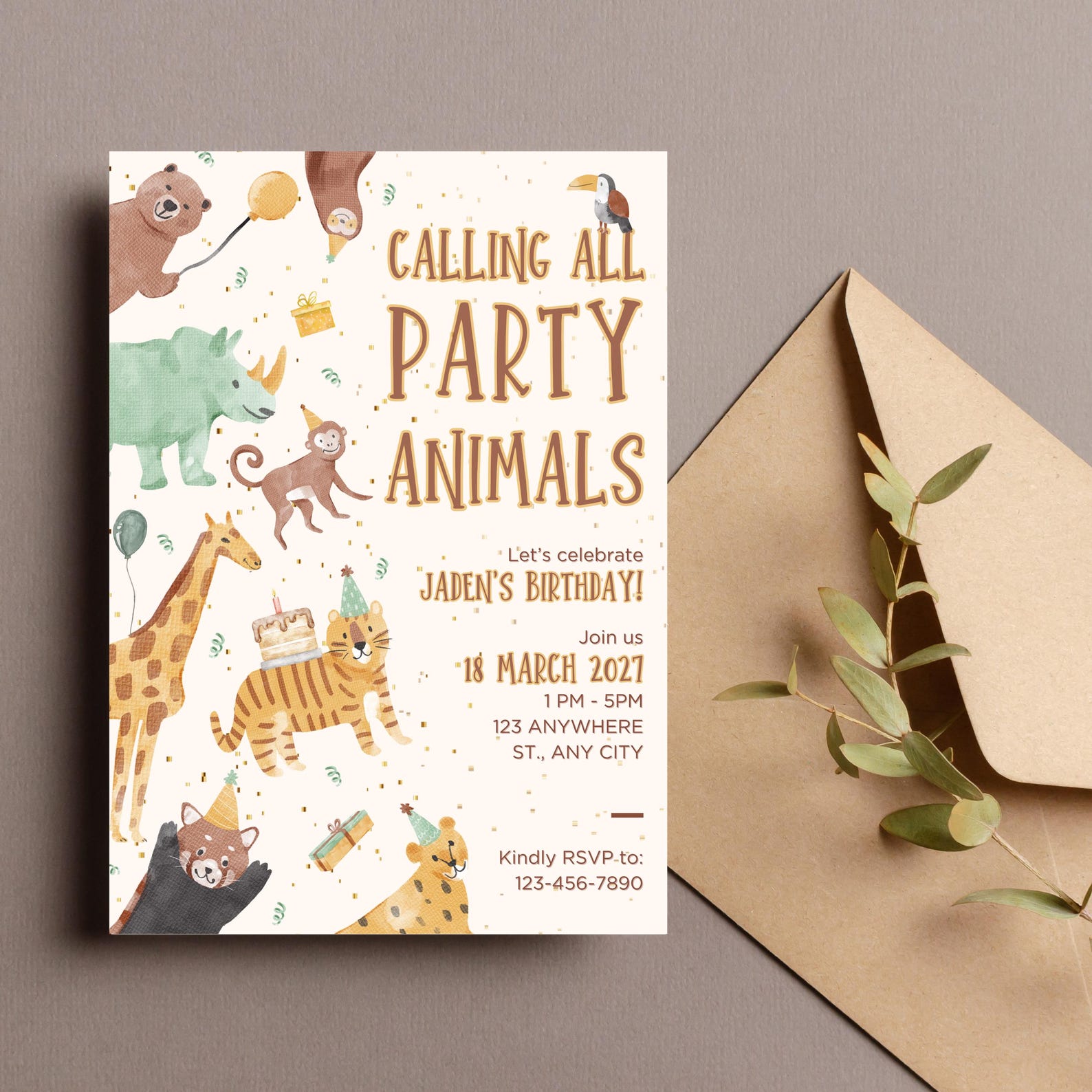 Party Animal Birthday Party Invitation, Animal Party Printable, Digital ...