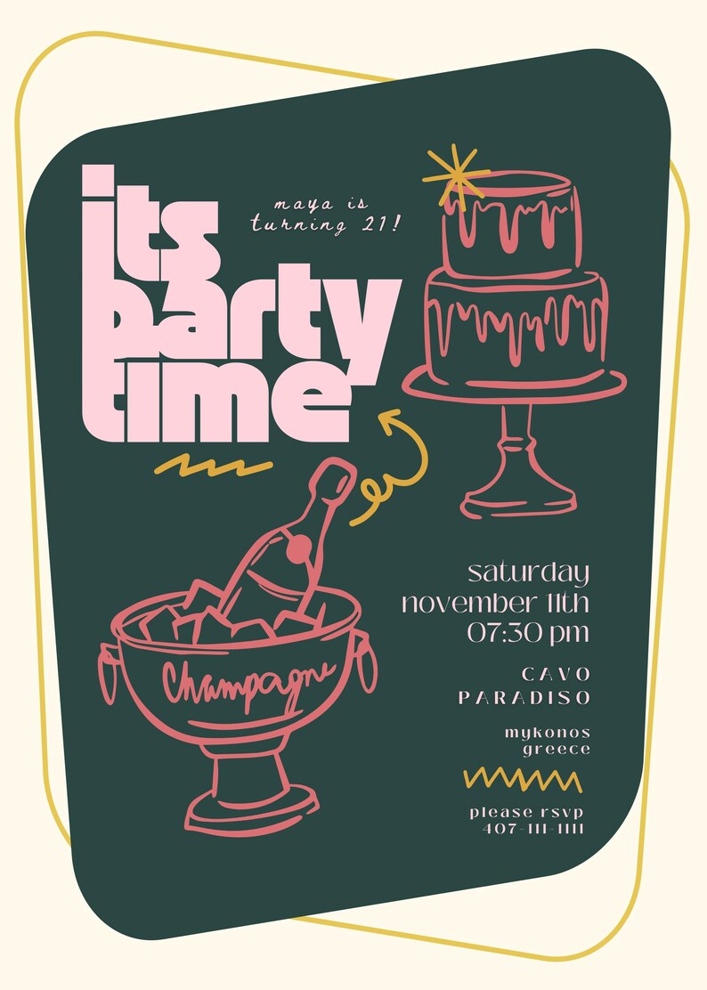 Editable Pary Invitation, Cocktail Party Invite, 21st/30th/40th ...