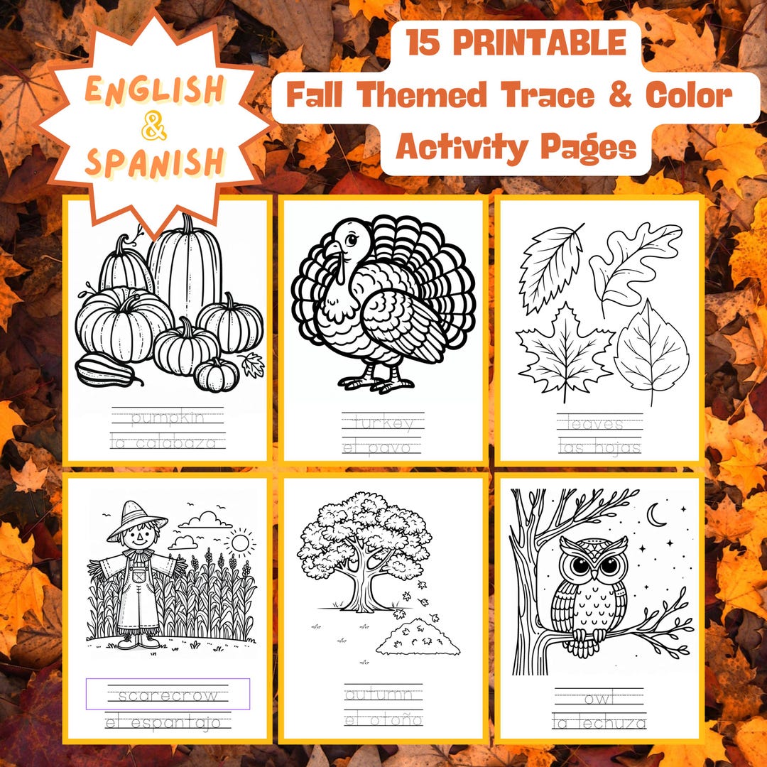Toddler Preschool Trace & Color Activity Pages, Fall Themed: Montessori ...