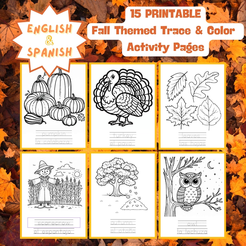 Toddler Preschool Trace & Color Activity Pages, Fall Themed: Montessori ...