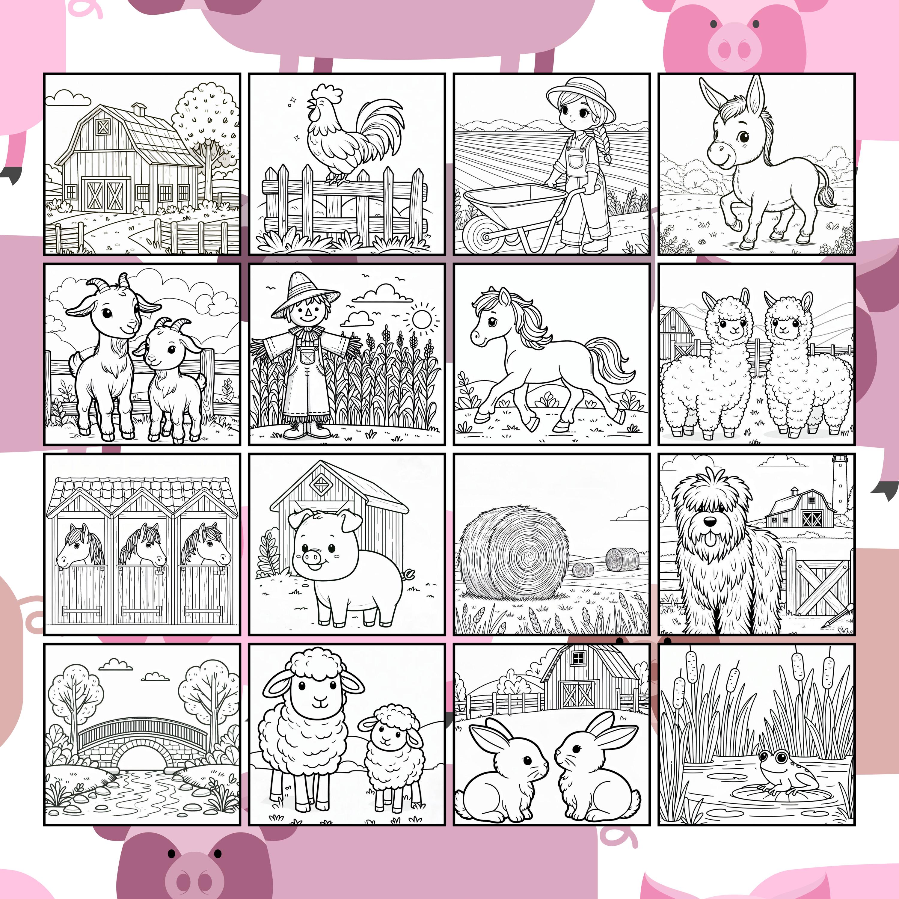 20+ Farm Animal Coloring Book Pages for Kids | Farm Animals | Printable ...