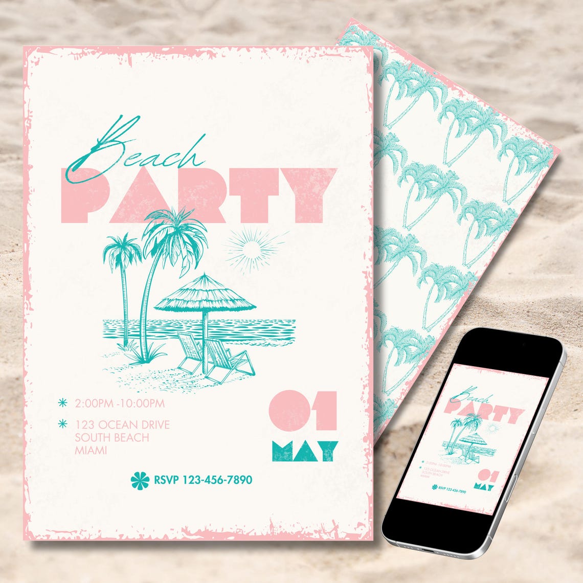 Beach Party Invitation, Digital, Printable, Birthday Party/bachelorette ...