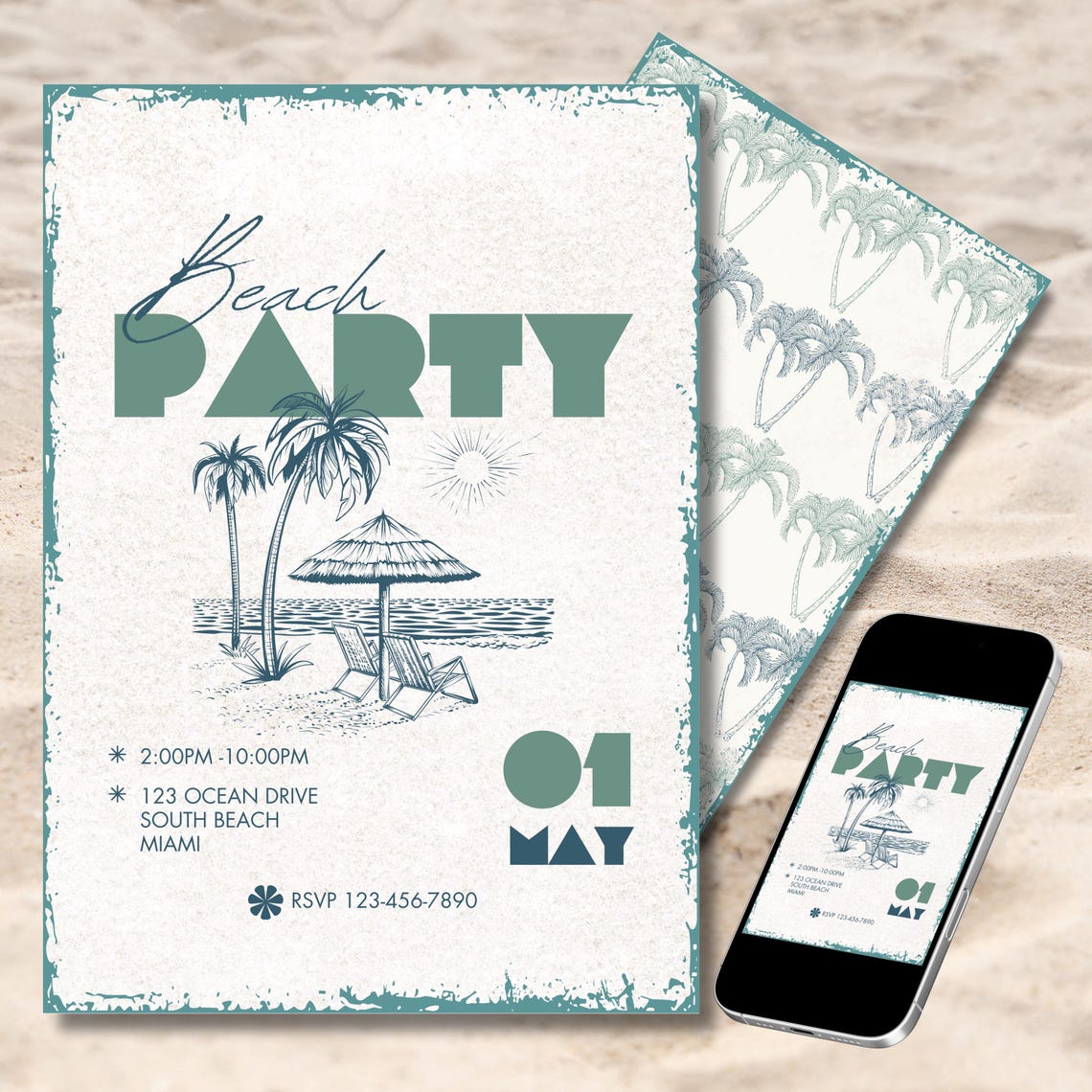 Beach Party Invitation, Digital, Printable, Birthday Party/bachelorette ...