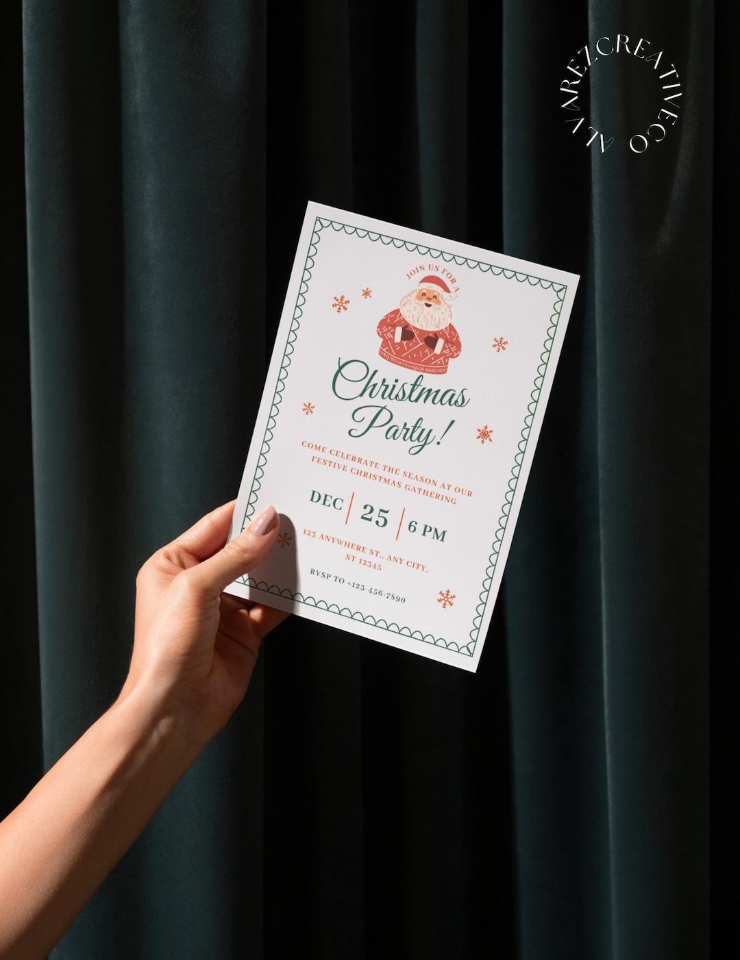 Santa Christmas Party Invitation, Holiday Party Invitation, Christmas ...