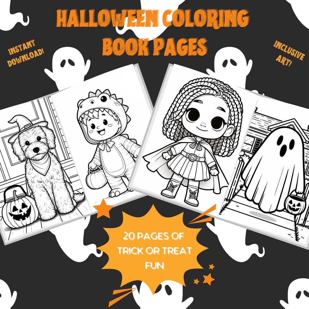 Halloween Trick-or-treating Printable Coloring Book Pages With ...