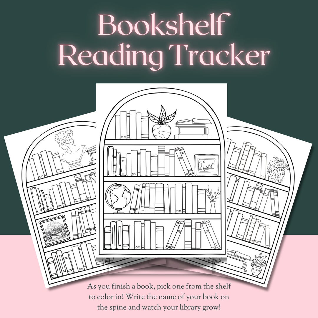 Bookshelf Reading Tracker Printable, Book Tracker, Reading Challenge ...