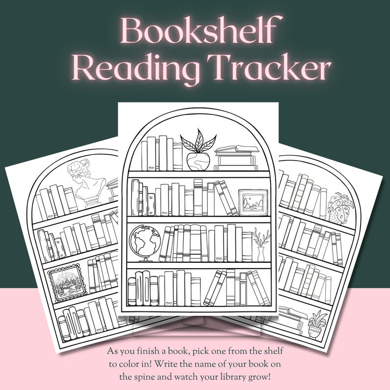 Bookshelf Reading Tracker Printable, Book Tracker, Reading Challenge ...