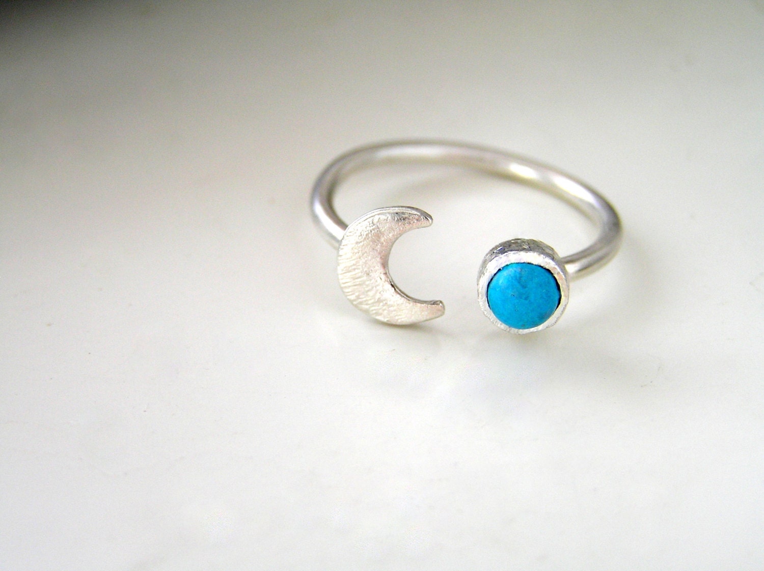 Turquoise Crescent Moon Sterling Silver Ring Mineral Turquoise - Etsy