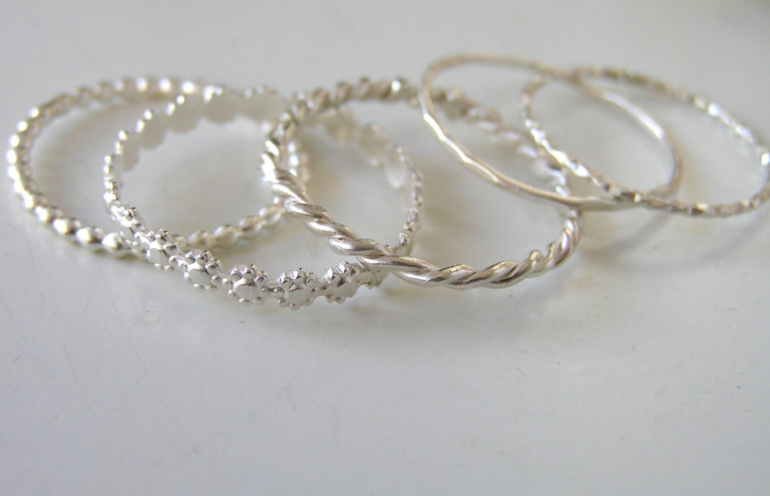 Stacking Rings Five. Set of 5 Sterling Silver Stacking Rings. | Etsy