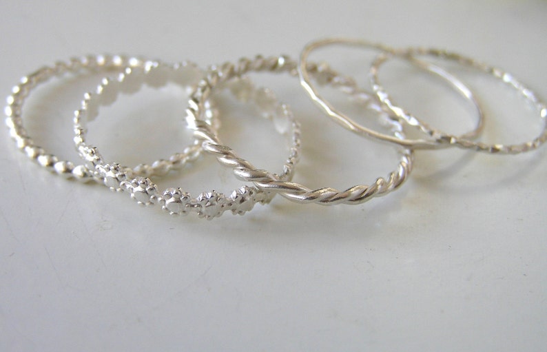 Stacking Rings Five. Set of 5 Sterling Silver Stacking Rings. | Etsy