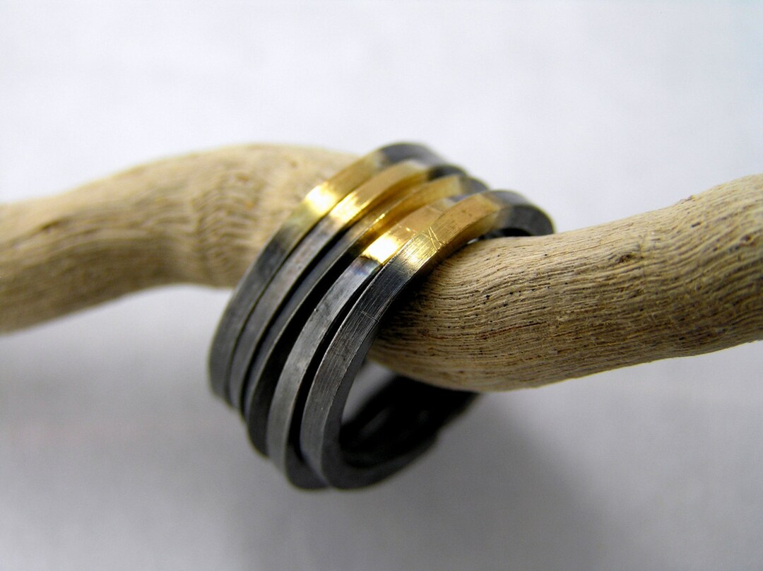 1 Oxidized Gold Plated Sterling Silver Square Band Stacking Ring. - Etsy