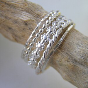 Stacking Rings Five. Set of 5 Sterling Silver Stacking Rings. - Etsy