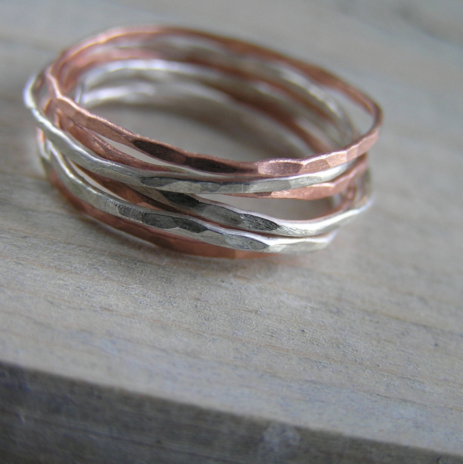 Mixed Metal Stacking Rings. Set of 6 Sterling Silver and - Etsy