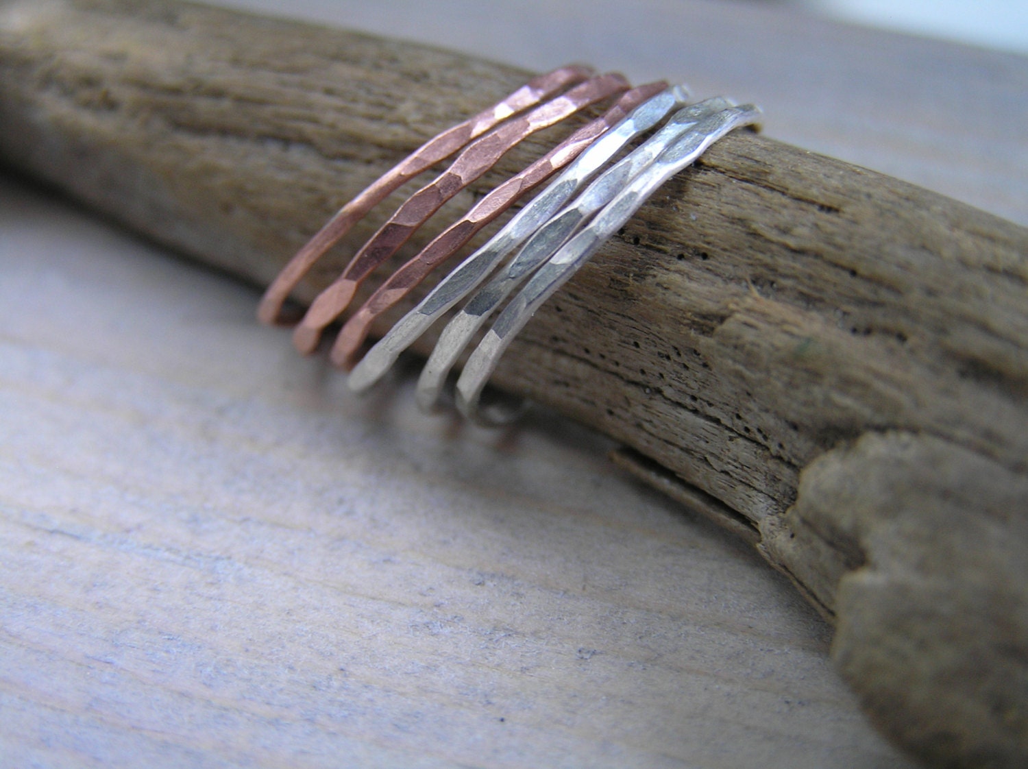 Mixed Metal Stacking Rings. Set of 6 Sterling Silver and - Etsy