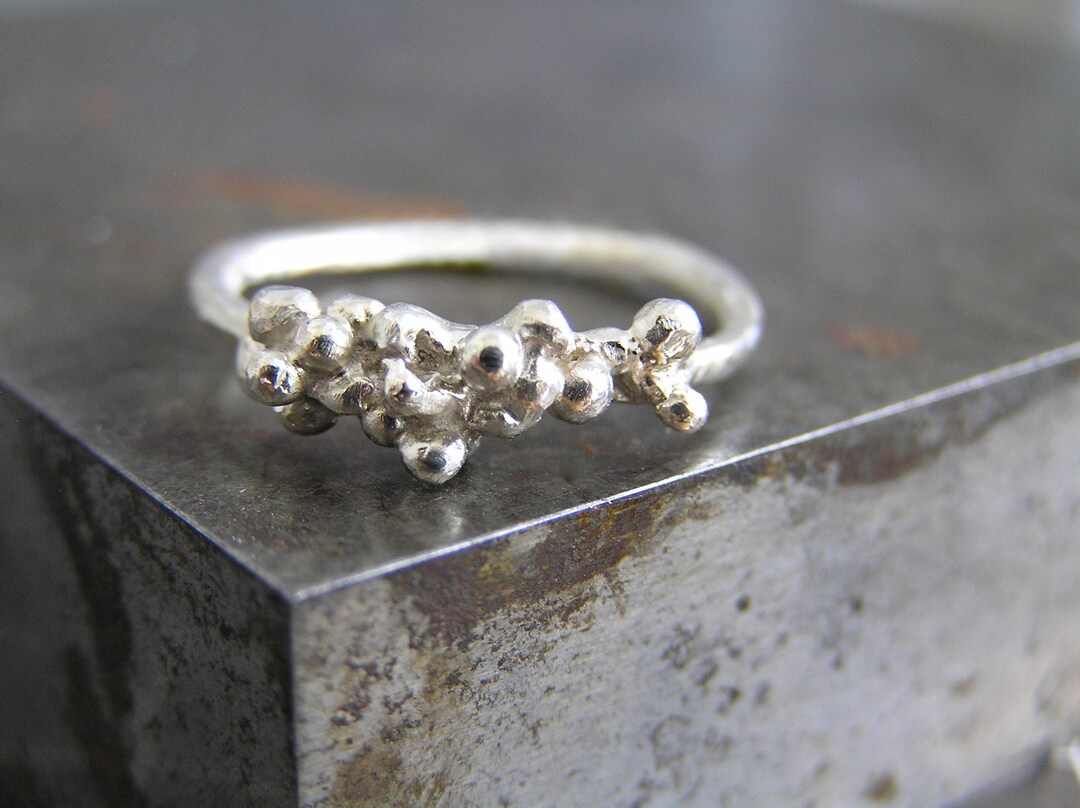 Sterling Silver Bubble Ring. Handmade Silver Bubble Ring. Silver Dot Ring. Εngagement Ring ...