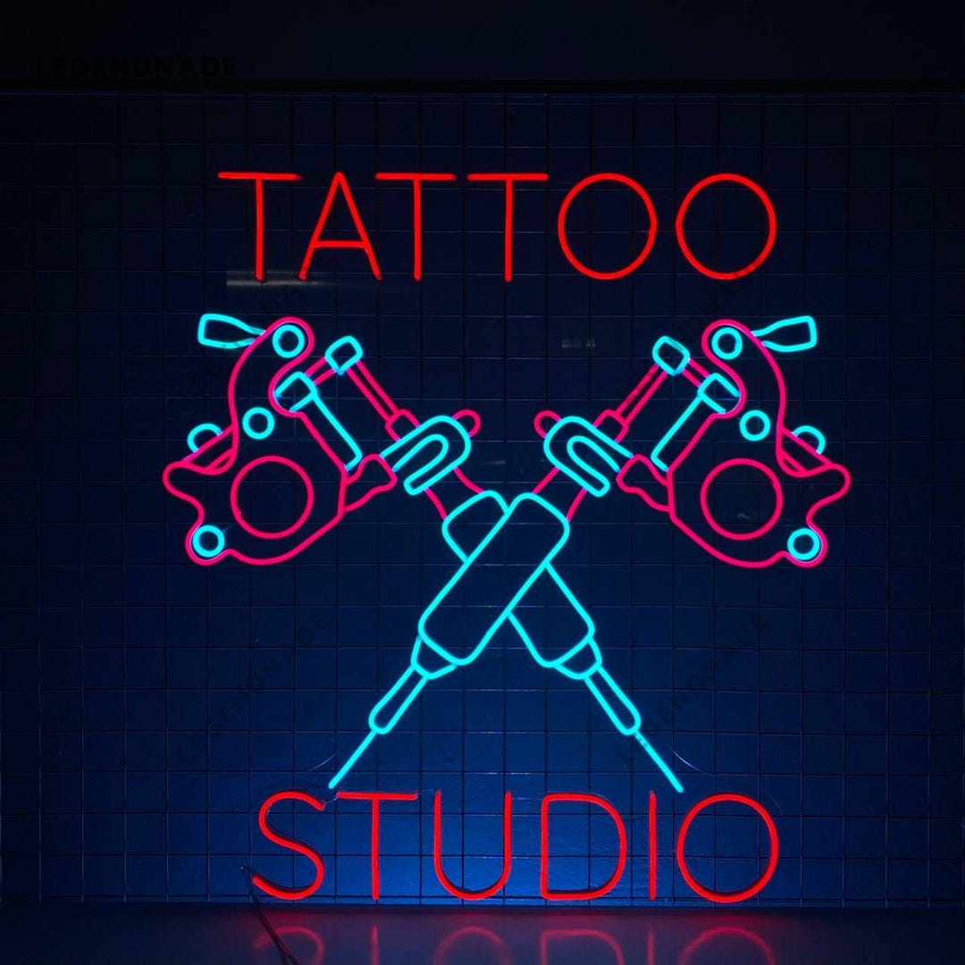Tattoo Studio Neon Sign, Tattoo Open Logo Led Sign, Ink Studio Led ...