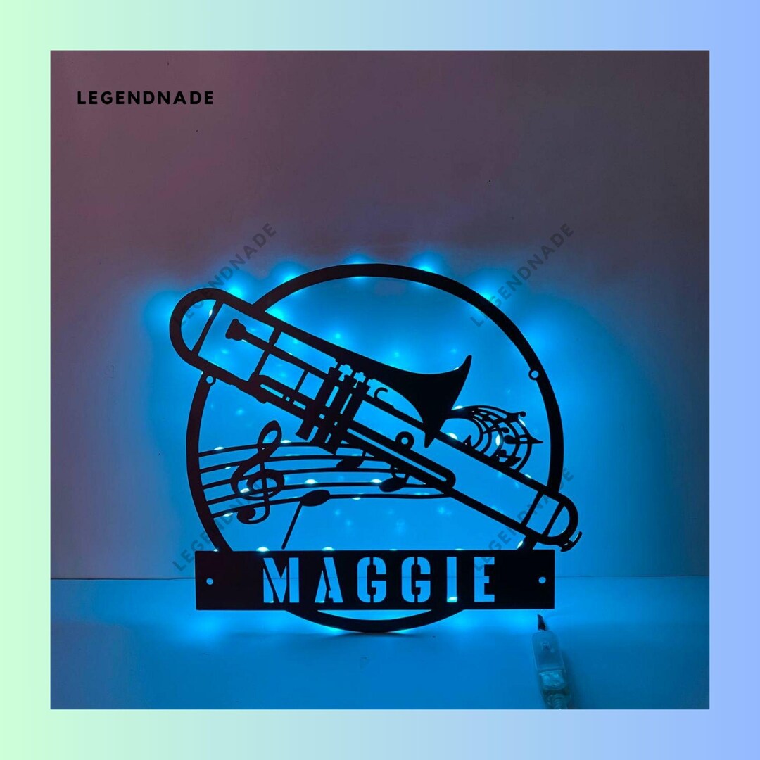 Personalized Trombone Metal Sign, Trombone Music Metal Light, Musical ...