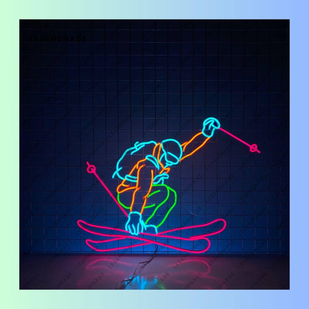 Man Skiing Neon Sign, Man Skiing Led Sign, Skiing Man Led Light, Skiing ...