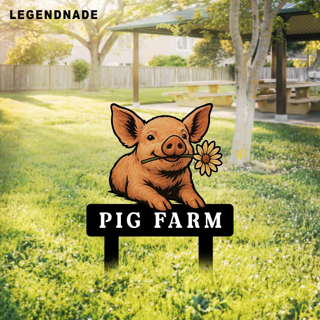 Personalized Pig Farm Garden Stake, Cute Pig Metal Yard Sign, Farmhouse ...