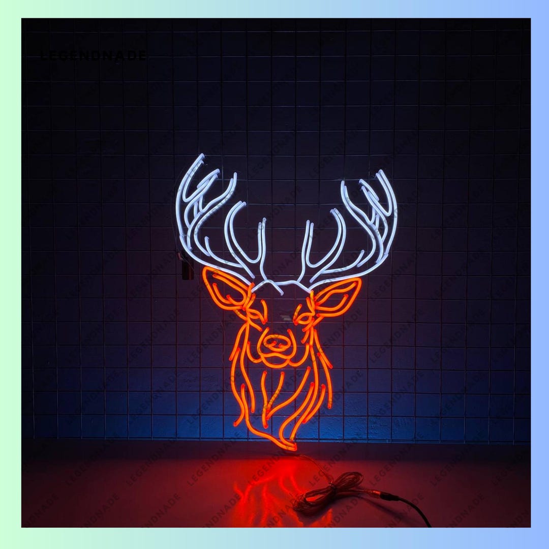 Deer Neon Sign, Deer Led Sign, Deer Head Led Light, Deer Horn Neon ...