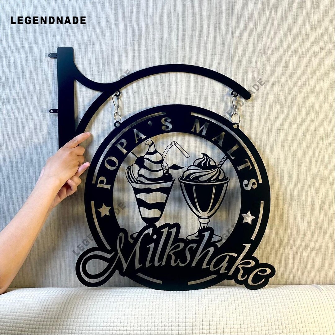 Personalized Milkshake Metal Hanging Sign, Custom Store Shop Metal ...