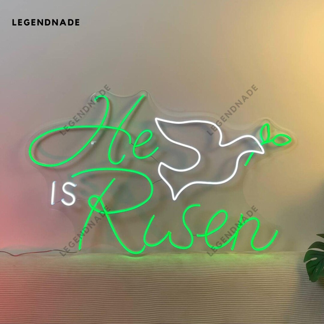 He is Risen Dove Neon Sign, Dove Bird Led Sign, Dove Lover Led Light ...