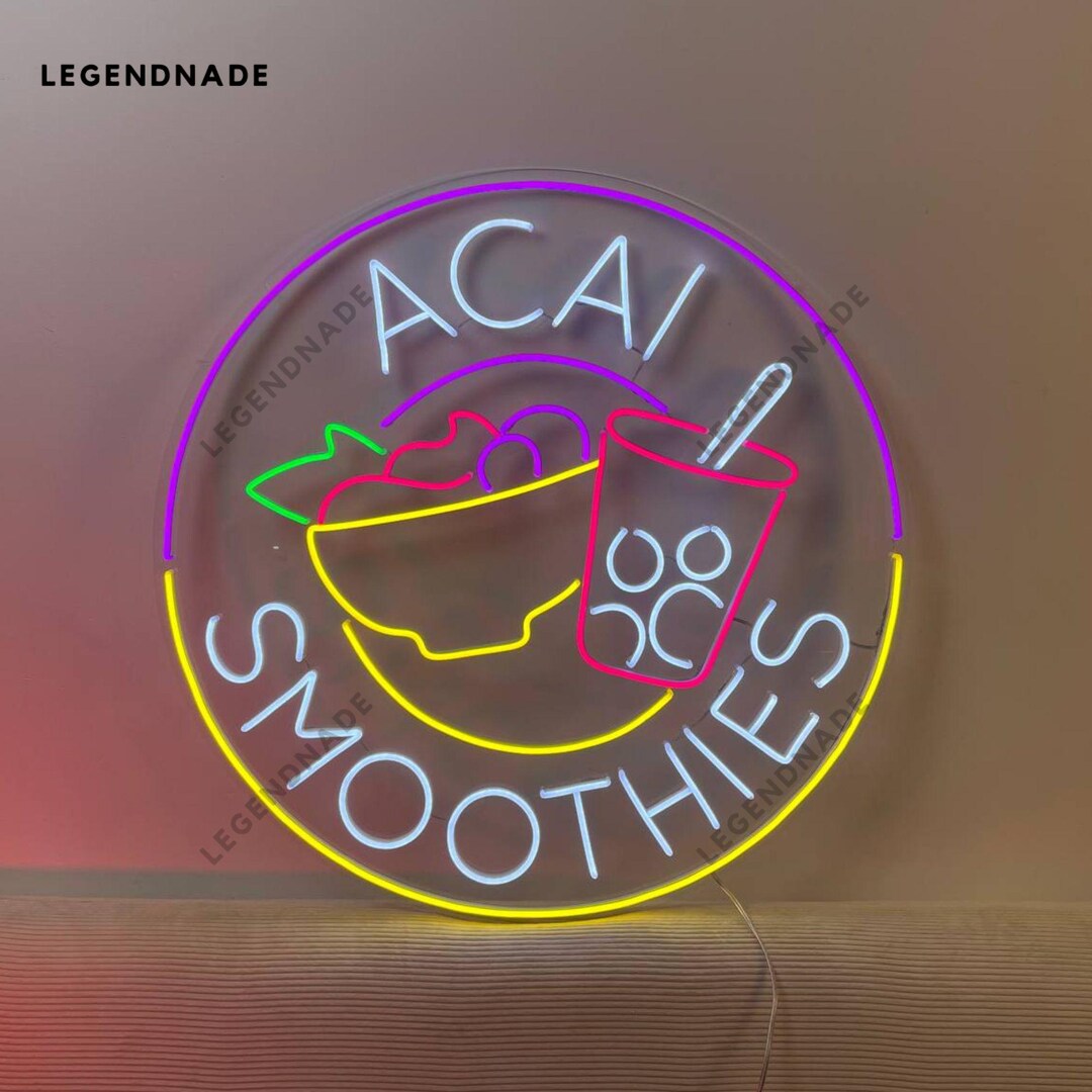 Acai Bowl Neon Sign, Acai Smoothies Led Sign, Neon Light for Acai Store ...