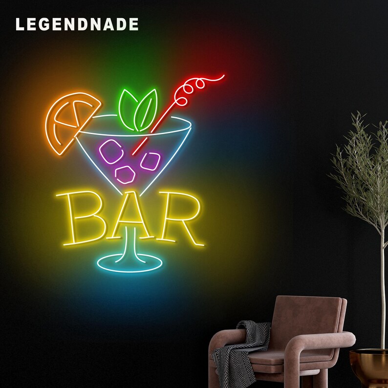 Cocktail Neon Sign for Bar Wall Decor, Bar Neon Sign, Custom Neon Sign ...