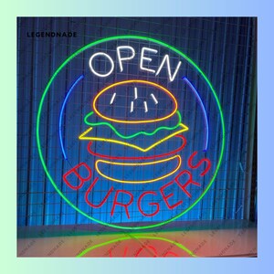 Burger Neon Sign, Burger Food Led Sign, Burger Store Led Light, Burger ...