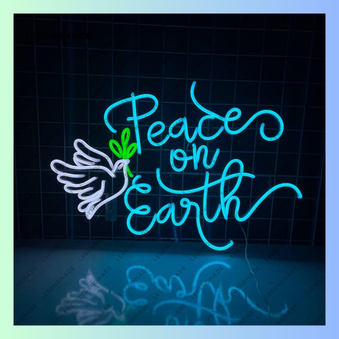 Peace on Earth Neon Sign, Dove Bird Led Sign, Peace on Earth Led Light ...