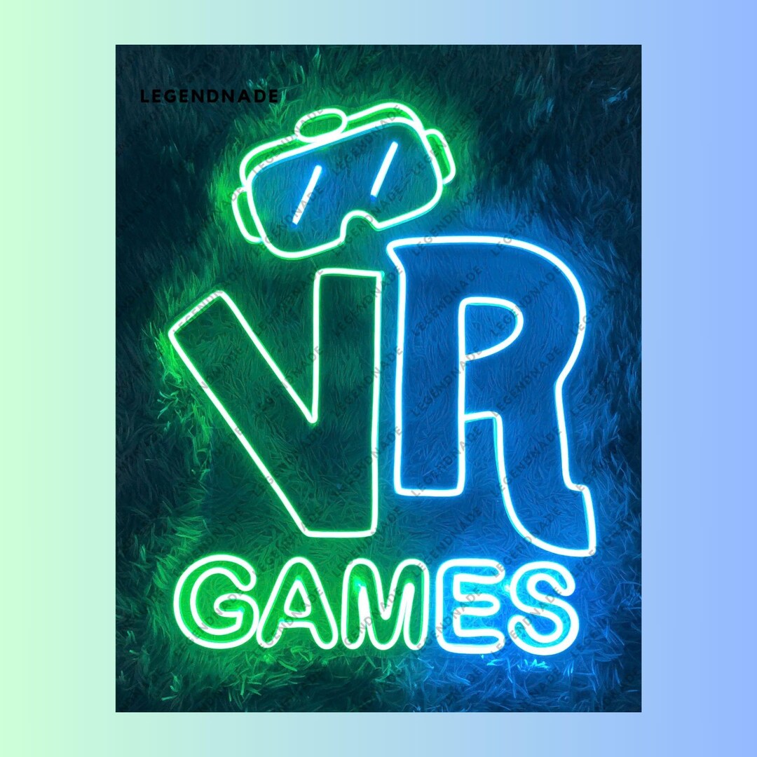 VR Games Neon Sign, VR Game Led Sign, VR Game Player Led Light, Gamer ...