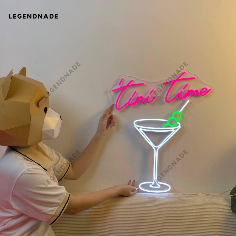 Letrero de neón Tini Time, letrero LED Martini, luz LED para cócteles Martini, luz de neón ...