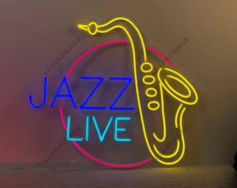 Saxophone Led Sign, Saxophone Neon Light, Saxophone Live Music Neon ...