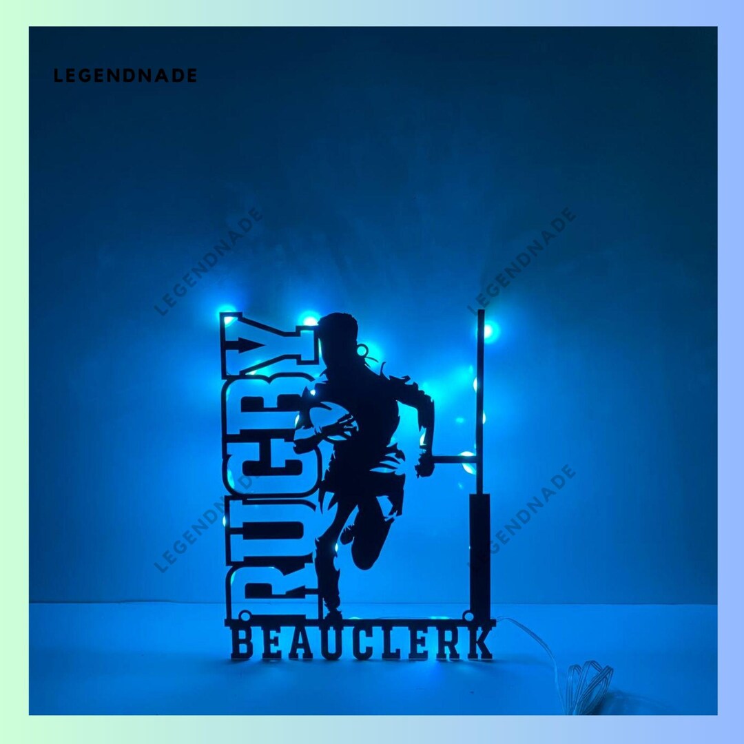 Personalized Rugby Metal Sign, Rugby Player Metal Light, Rugby Led ...