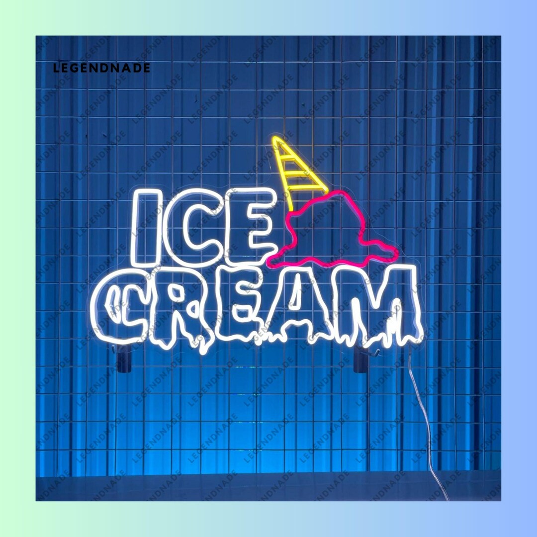 Ice Cream Neon Sign, Ice Cream Dripping Led Sign, Ice Cream Cone Led ...