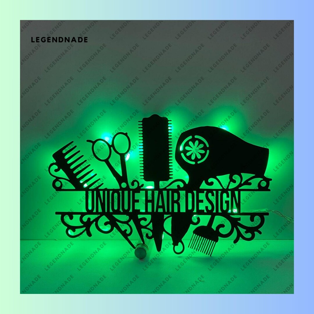 Personalized Hair Salon Metal Sign, Hairdresser Led Sign, Hair Studio ...