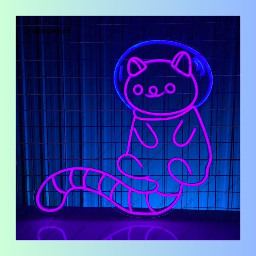 Cat Astronaut Neon Sign, Cute Cat Led Sign, Spaceman Led Light ...