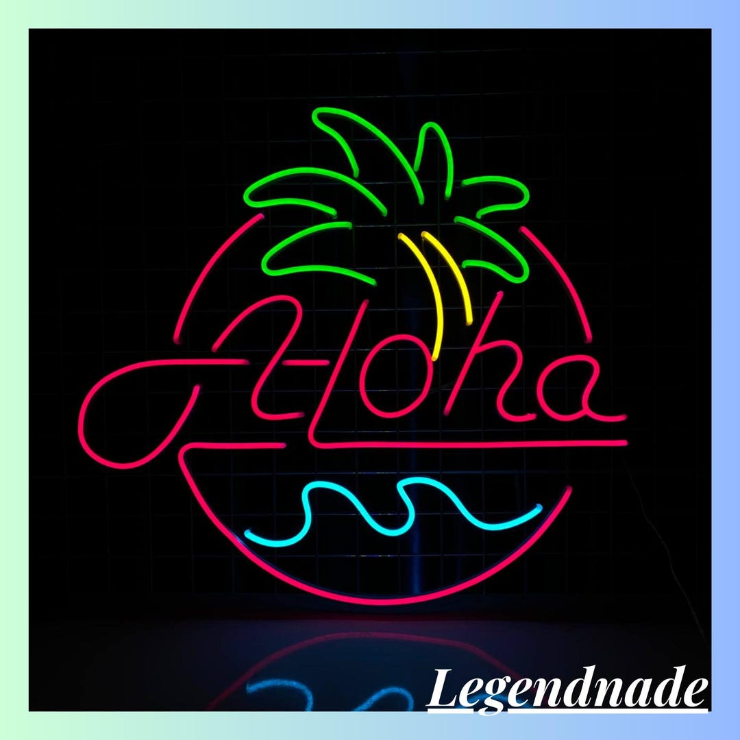 Aloha Neon Sign, Tropical Aloha Led Sign, Custom Text Led Light, Hawaii ...