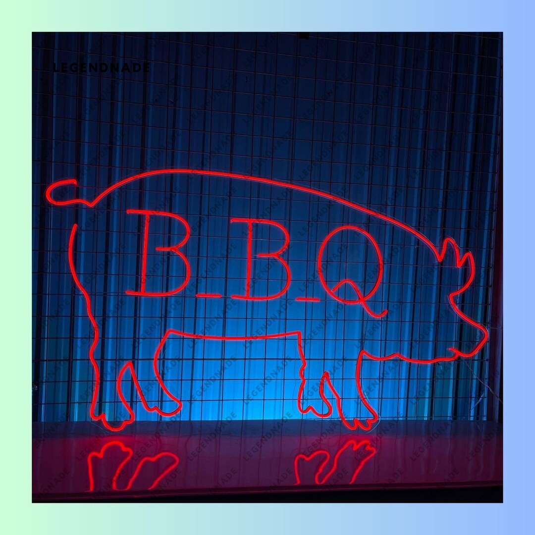 BBQ Pig Neon Sign, BBQ Led Sign, Barbecue Restaurant Led Light, BBQ ...