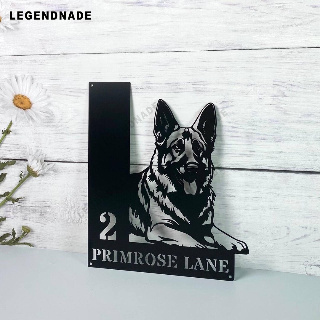 Personalized German Shepherd House Number Sign – Custom Dog Metal ...
