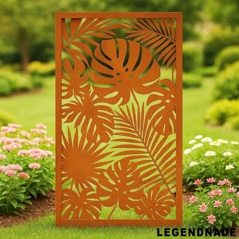 Personalized Monstera Leaf Metal Garden Panel, Leaves Garden Privacy ...