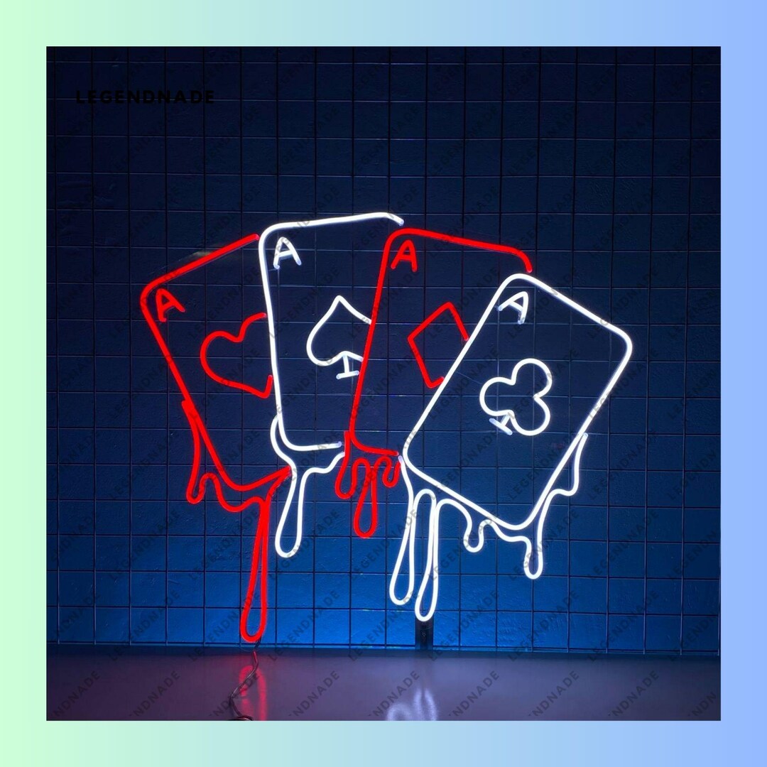 Poker Cards Neon Sign, Poker Card Led Sign, Poker Dripping Led Light ...