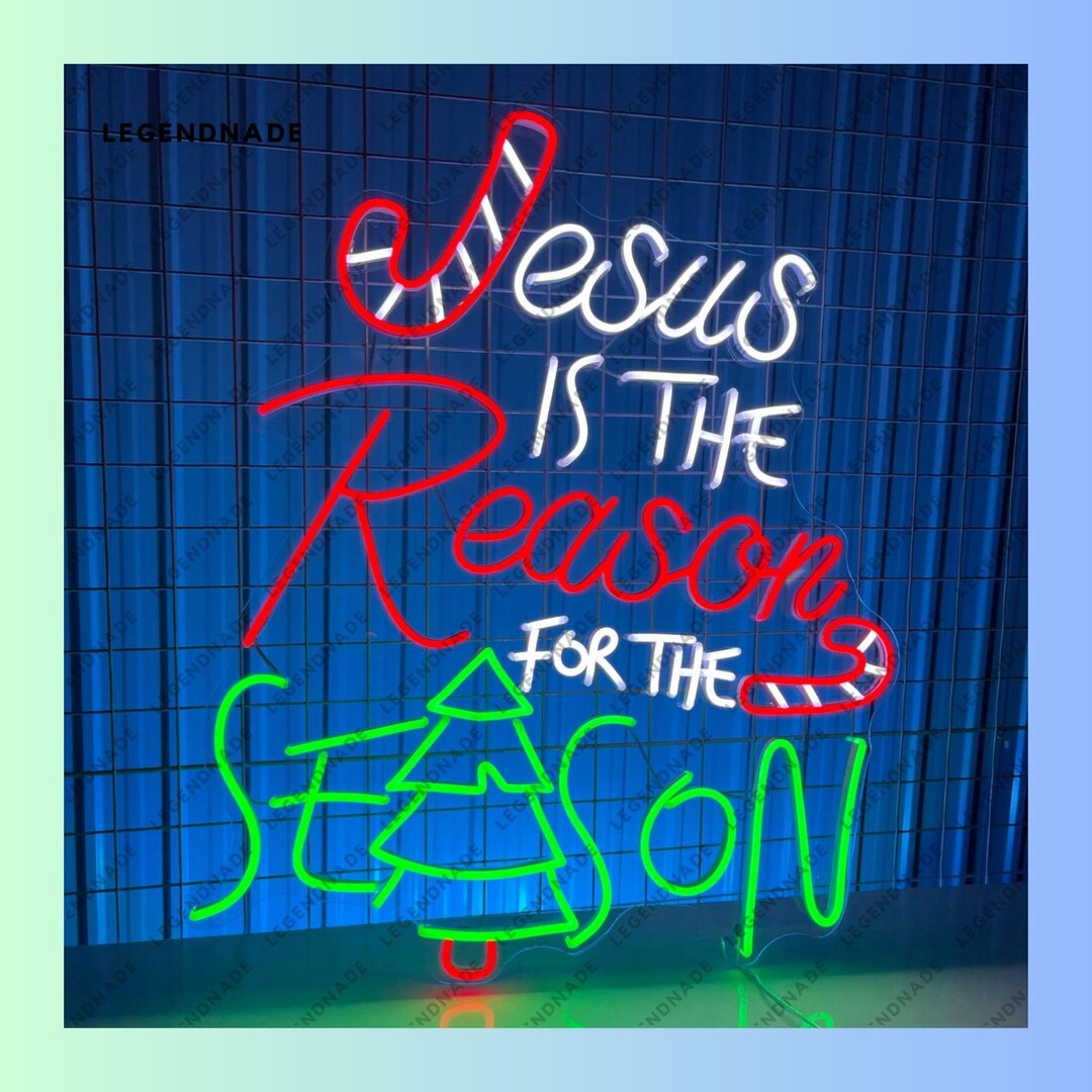 Jesus is the Reason for the Season Neon Sign, Candy Cane Led Sign ...