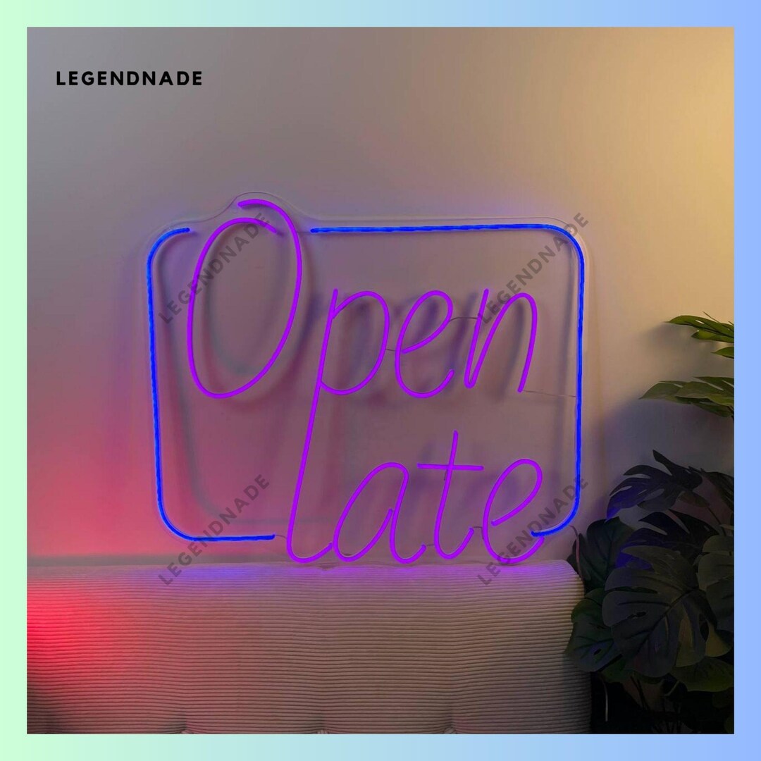 Open Late Neon Sign, Open Late Logo Led Sign, Open Text Led Light ...