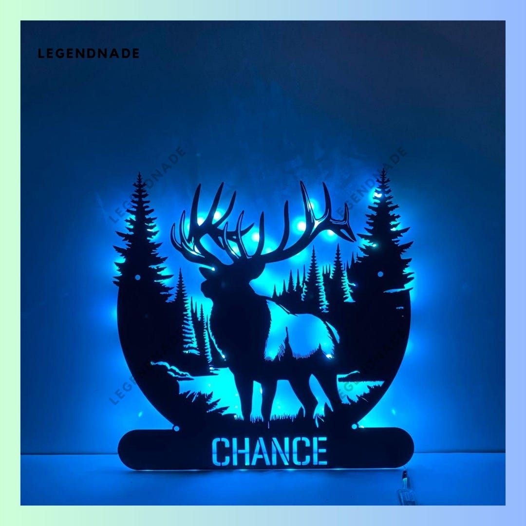 Personalized Elk Forest Metal Sign, Elk Forest Metal Light, Elk Led ...