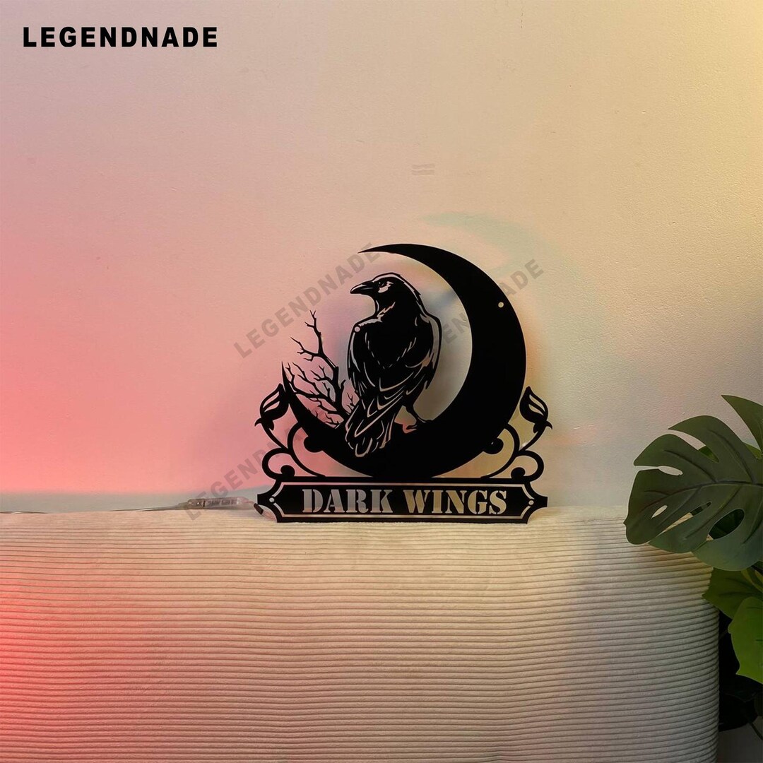 Custom Raven Metal Sign – Raven Wall Art – Moon Raven Decor – Gothic ...