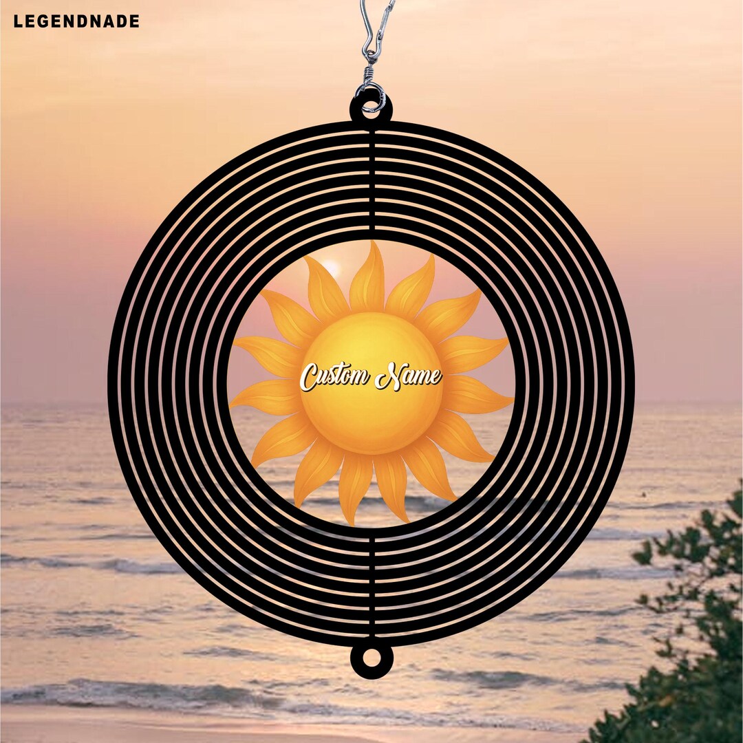 Personalized Sun Wind Spinner Laser Cut, Custom Metal Garden Decor ...